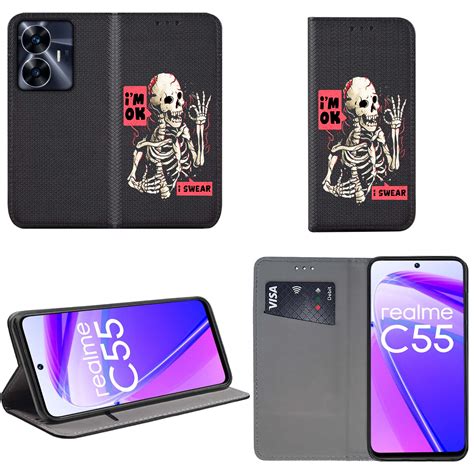 Etui Do Realme C Zamykane Malowane Wz R Szkielet Szk O
