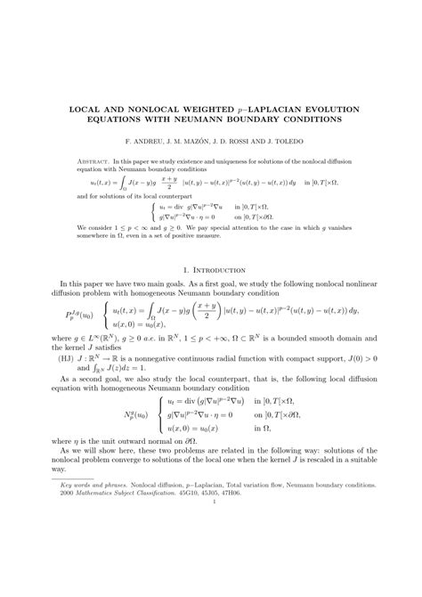 pdf local and nonlocal weighted p laplacian evolution equations with neumann boundary conditions