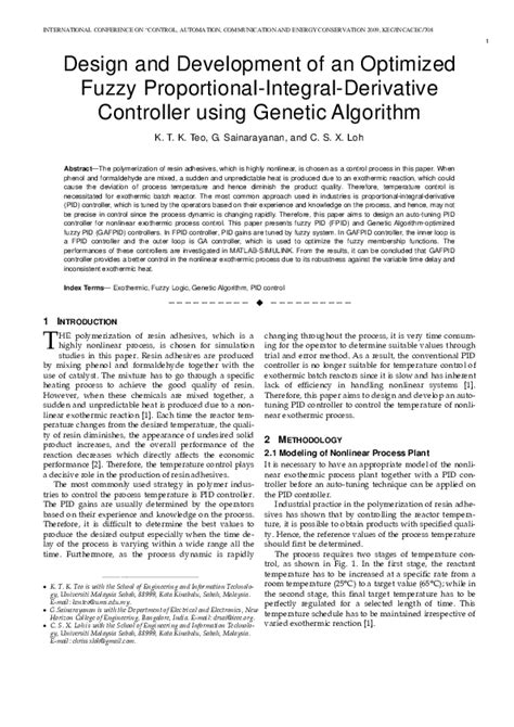 pdf design and development of an optimized fuzzy proportional integral derivative controller