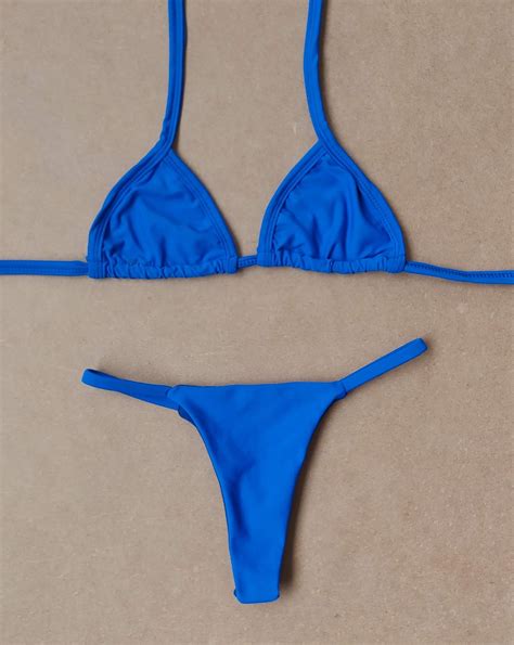 Biquini Fio Dental Fita Azul Royal Carol Moda Praia