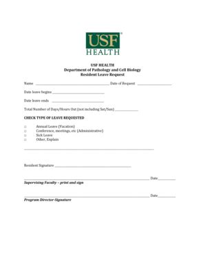 Fillable Online Health Usf Leave Authorization Form USF Health