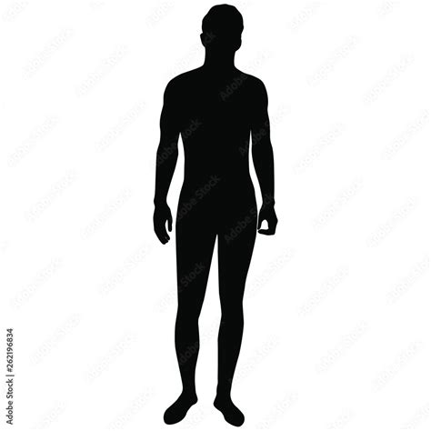 Vector Silhouette Figure Of A Man Standing Black Color Isolated On