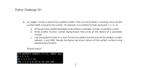 solved 1 an integer number is said to be a perfect number