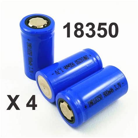 4pcs 3 7v INR 18350 Rechargeable Lithium Ion Battery Cell 900MAH For