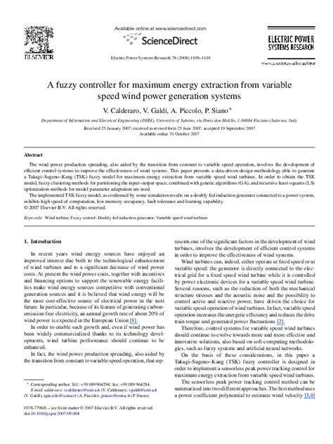 pdf a fuzzy controller for maximum energy extraction from variable speed wind power generation