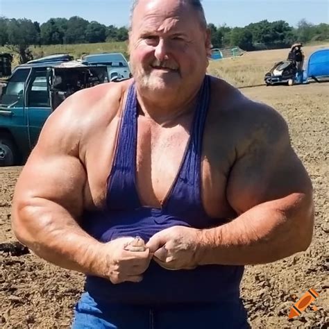 Portrait Of A Mature Farmer With Muscular Arms