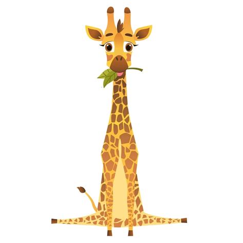 Ilustração em vetor girafa bonito dos desenhos animados no fundo branco