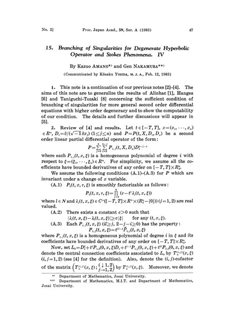 pdf branching of singularities for degenerate hyperbolic operator and stokes phenomena iv