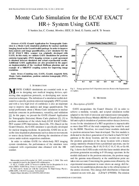pdf monte carlo simulation for the ecat exact hr system using gate daniel strul