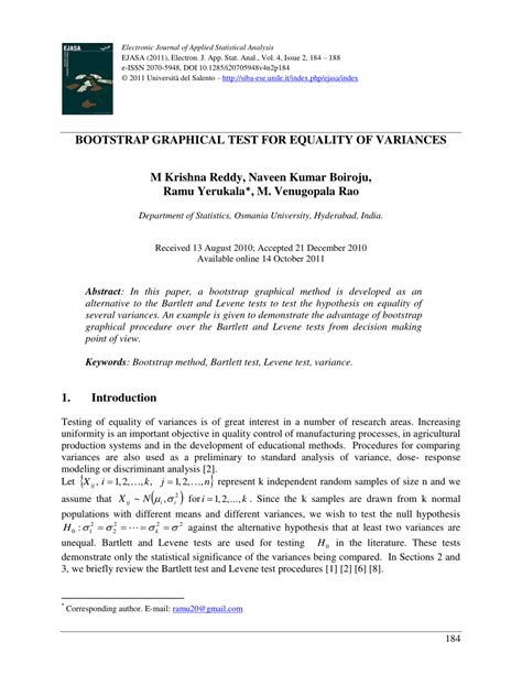 pdf bootstrap graphical test for equality of variances