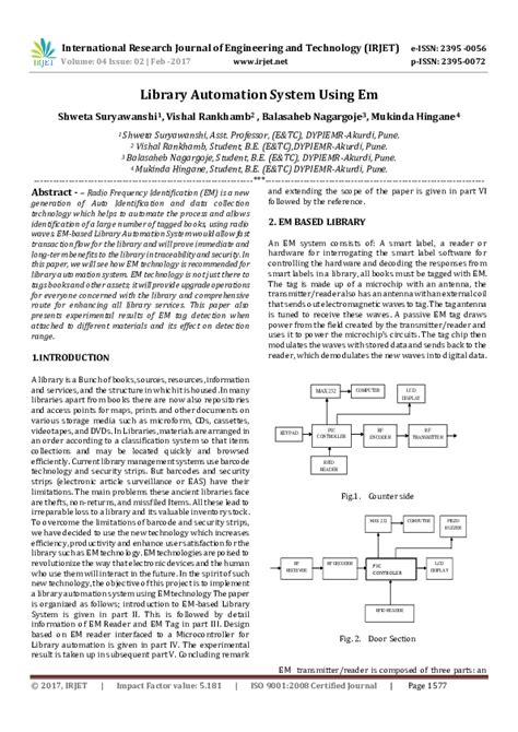 pdf irjet library automation system using em irjet journal