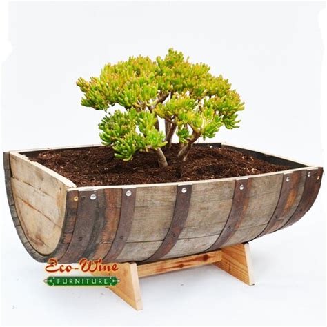 1 2 Wine Oak Barrel Planter With Legs Handmade Etsy
