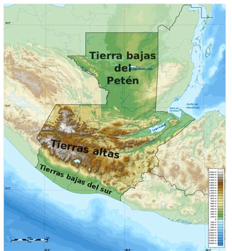 Mapa En Relieve De Guatemala