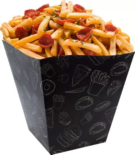 100 Pçs Embalagem Balde M Frango Batata Fritas Linha Black