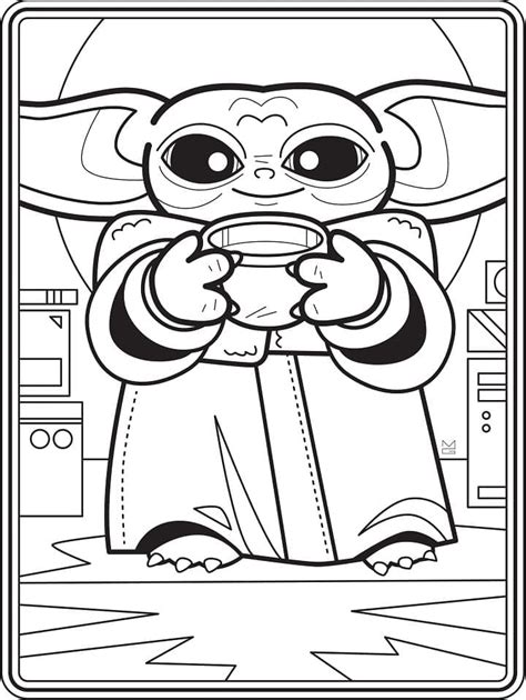 Coloriage bébé yoda adorable Dessin gratuit à imprimer