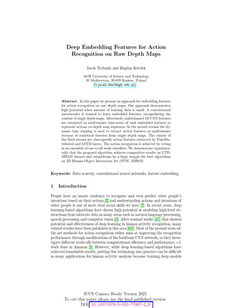 cnn based and dtw features for human activity recognition on depth maps pdf statistical