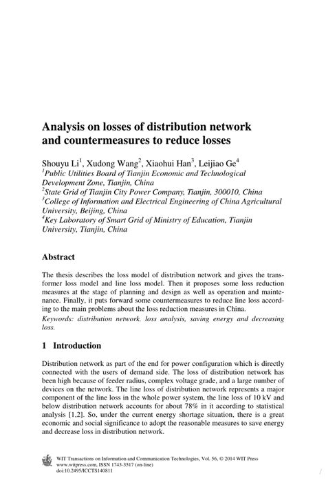 pdf analysis on losses of distribution network and countermeasures to reduce losses