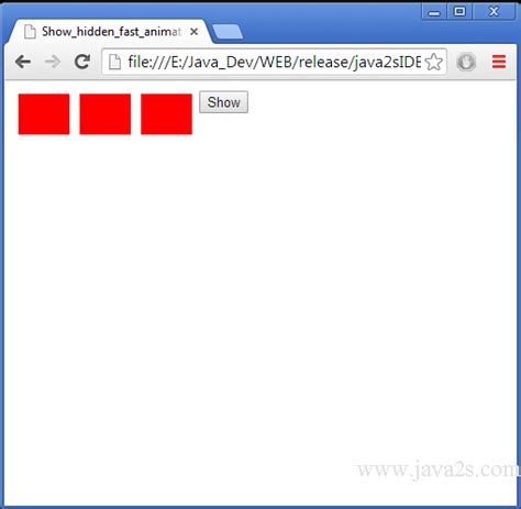 Show Hidden Fast Animation In JQuery