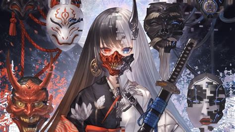 Anime Girl Mask Katana K Hd Wallpaper Rare Gallery