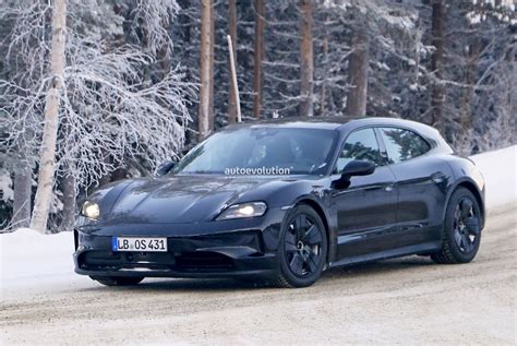 Facelifted Porsche Taycan Sport Turismo Spied Naked In A Winter