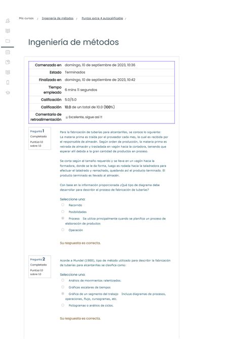 Puntos extra 4 autocalificable Ingeniera de metodos Ingeniería de