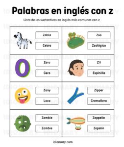 Palabras En Ingl S Con Z Idiomary