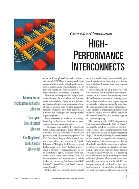 pdf guest editors introduction high performance interconnects