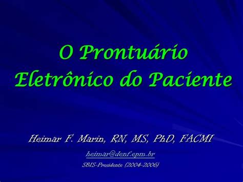 PPT O Prontuário Eletrônico do Paciente PowerPoint Presentation free