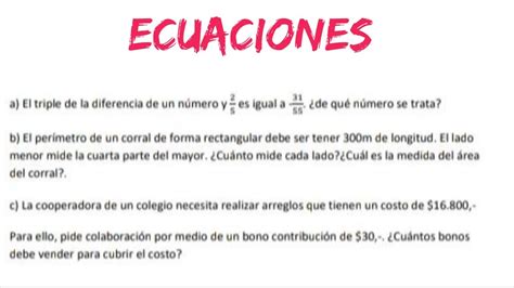 Ecuaciones Del Lenguaje Coloquial al Simbólico YouTube