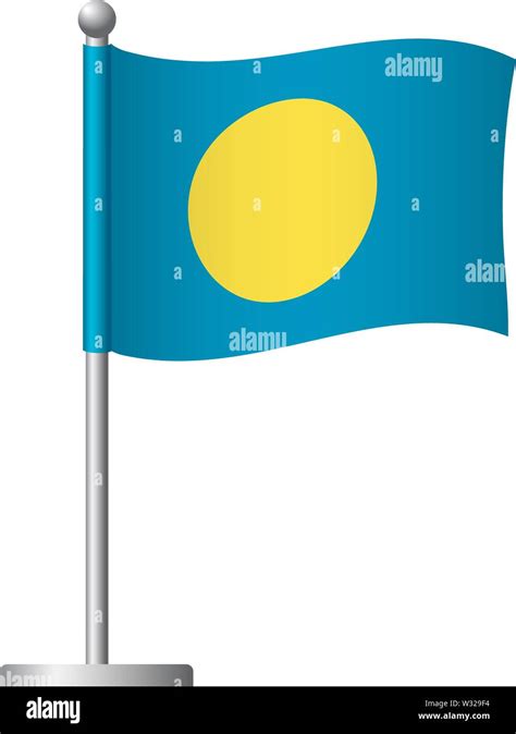 Palau Flagge Auf Der Pole Metall Fahnenmast Nationalflagge Von Palau