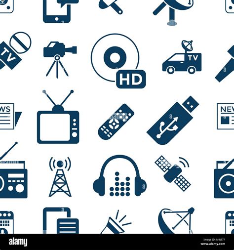 Digital Mass Media Objects Color Simple Flat Icon Set Collection