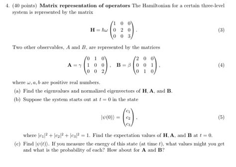 solved 4 40 points matrix representation of operators the