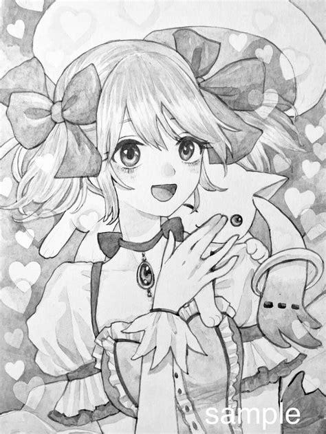 Yahoo オークション 同人 手描きイラスト まどマギ モノクロ まどか