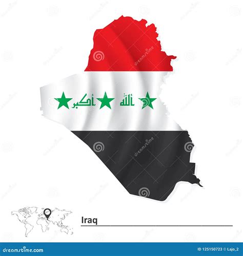 Map Of Iraq With Flag Stock Vector Illustration Of Figure 125150723