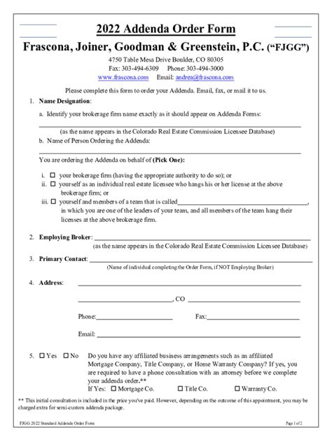 Fillable Online 2022 Addenda Order Form Fax Email Print PdfFiller