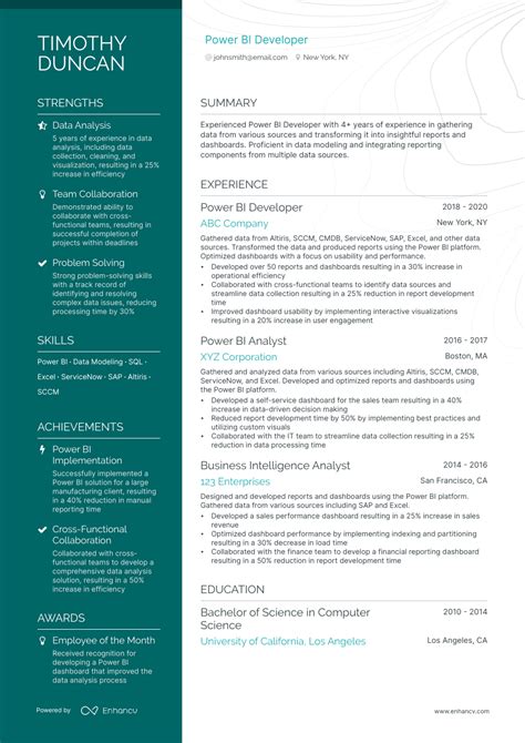 Power Bi Developer Resume Examples Guide For