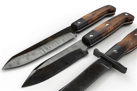 Premium Photo Set Of Knives Isolated On A White Background 3d