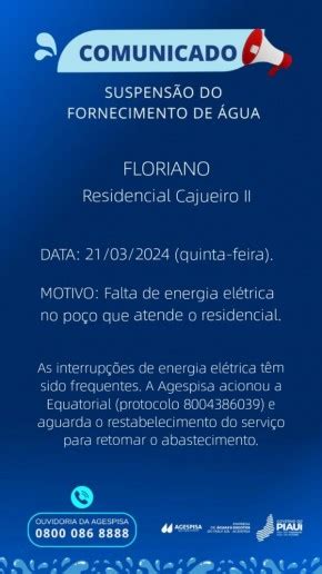 Falta de energia elétrica afeta fornecimento de água no Residencial
