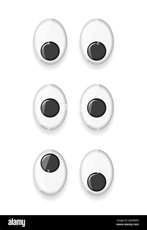 Plastic Toy Eyes Set On A White Insulated Background Different Fun