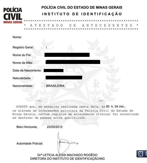 Atestado de Antecedentes Criminais MG online como emitir certidão