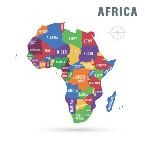 mapa político de África con nombres de países ilustración vectorial