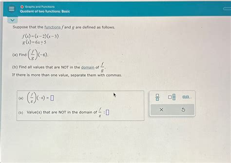 solved graphs and functionsquotient of two functions