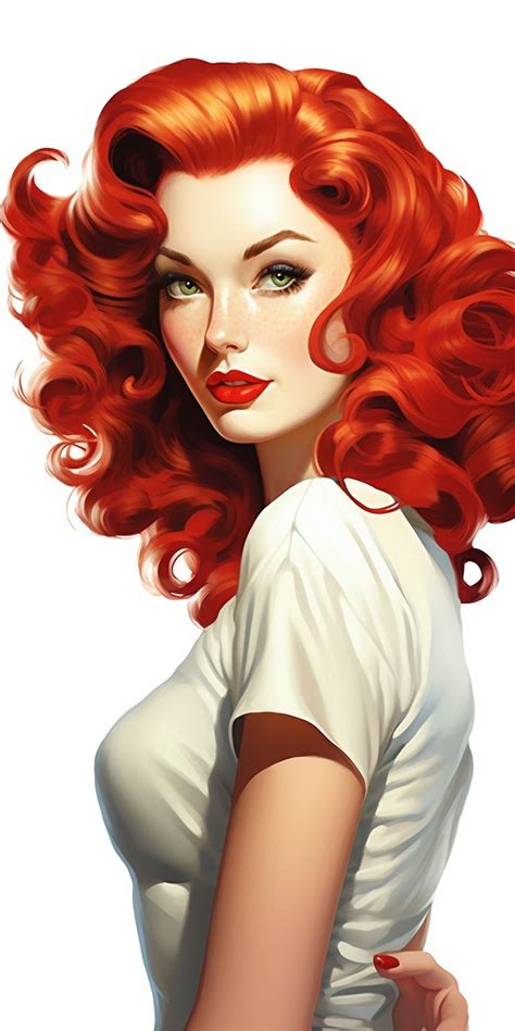 Pinup Girl With Red Hair Size 768x1536 Red Hair Pinup Redhead Art