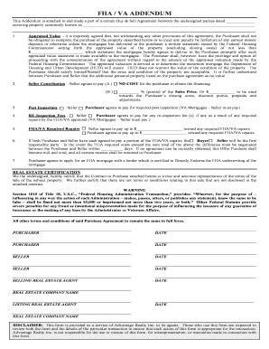Fillable Online FHA VA Addendum Advantagefilescom Fax Email Print