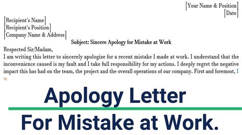 Apology Letter For Mistake At Work Apology Letter To Company For