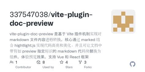 github 337547038 vite plugin doc preview vite plugin doc preview 是基于 vite 插件机制实现对 markdown 文件