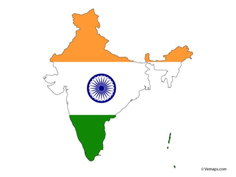 Flag Map Of India Free Vector Maps India Map Map Vector India Flag