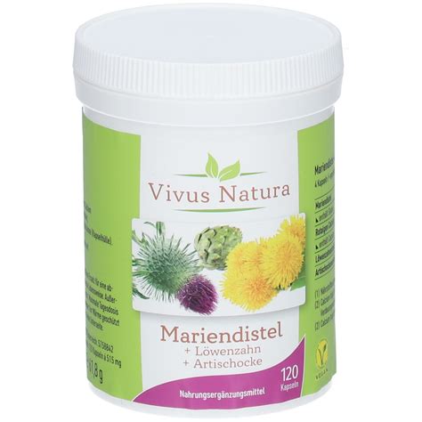 Vivus Natura Mariendistel Löwenzahn Artischocke Kapseln 120 St