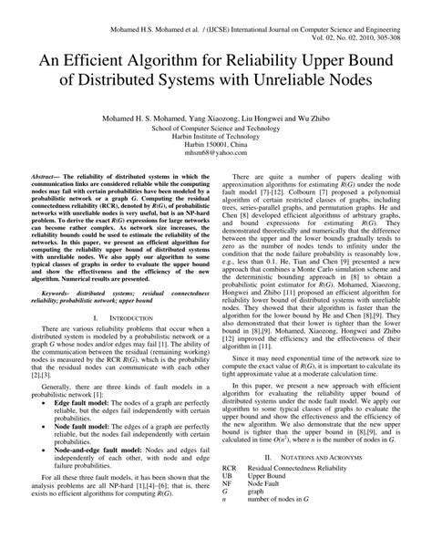 pdf an efficient algorithm for reliability upper bound of distributed systems with unreliable