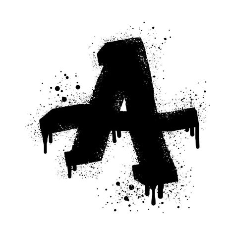 Graffiti Spray Font Alphabet Black On White Sprayed Letter A Drops